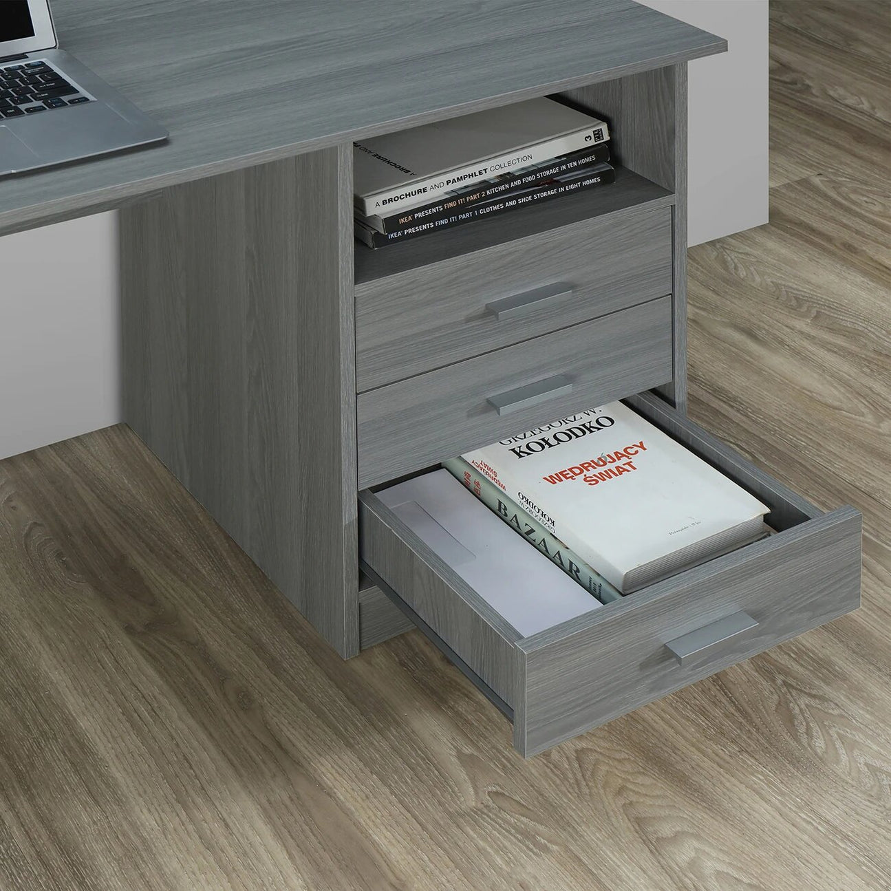 Techni Mobili Modern Computer Desk w/ Drawers - Grey/Brown SHOP NOW ...