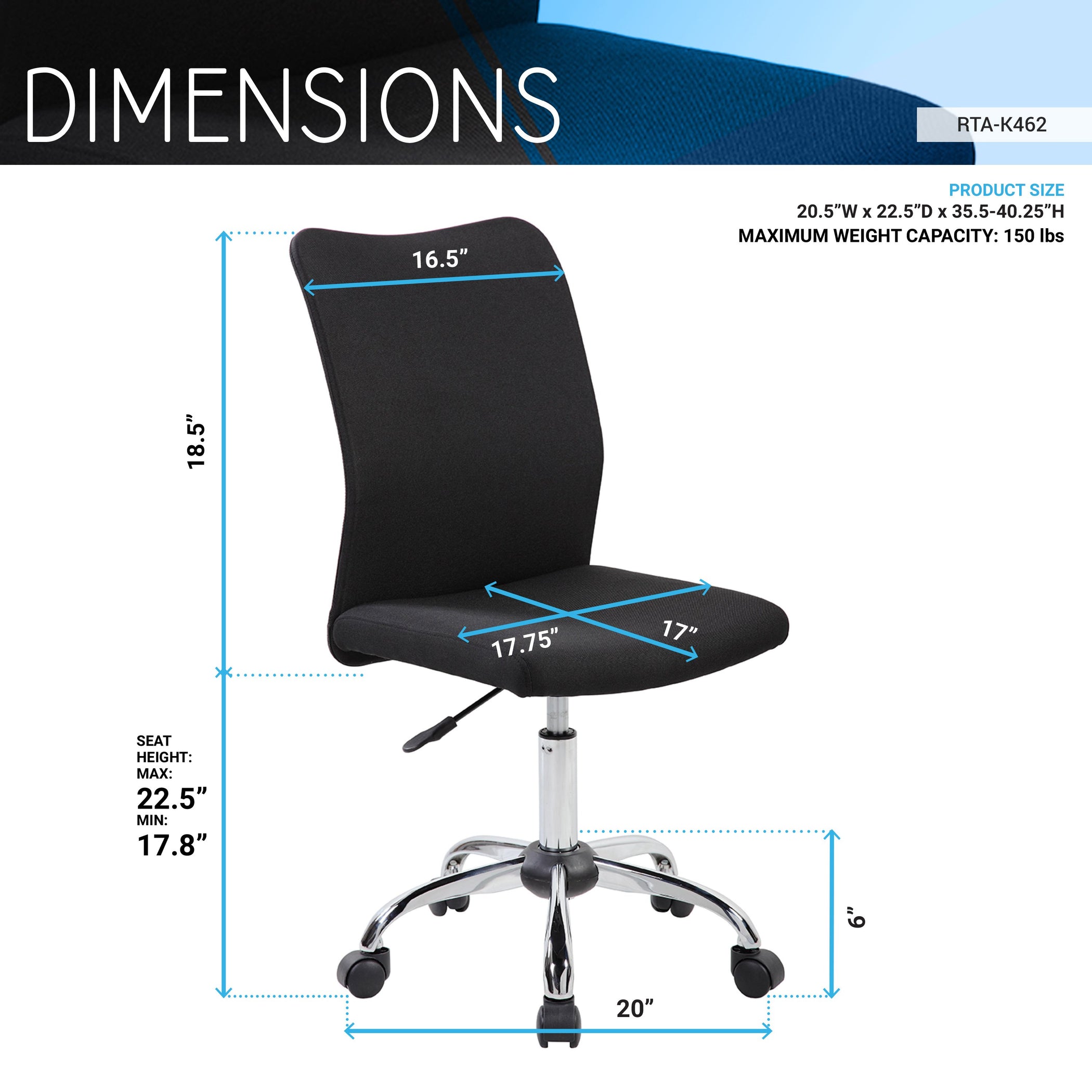 Techni Mobili Modern Armless Task Chair — Shopango.com