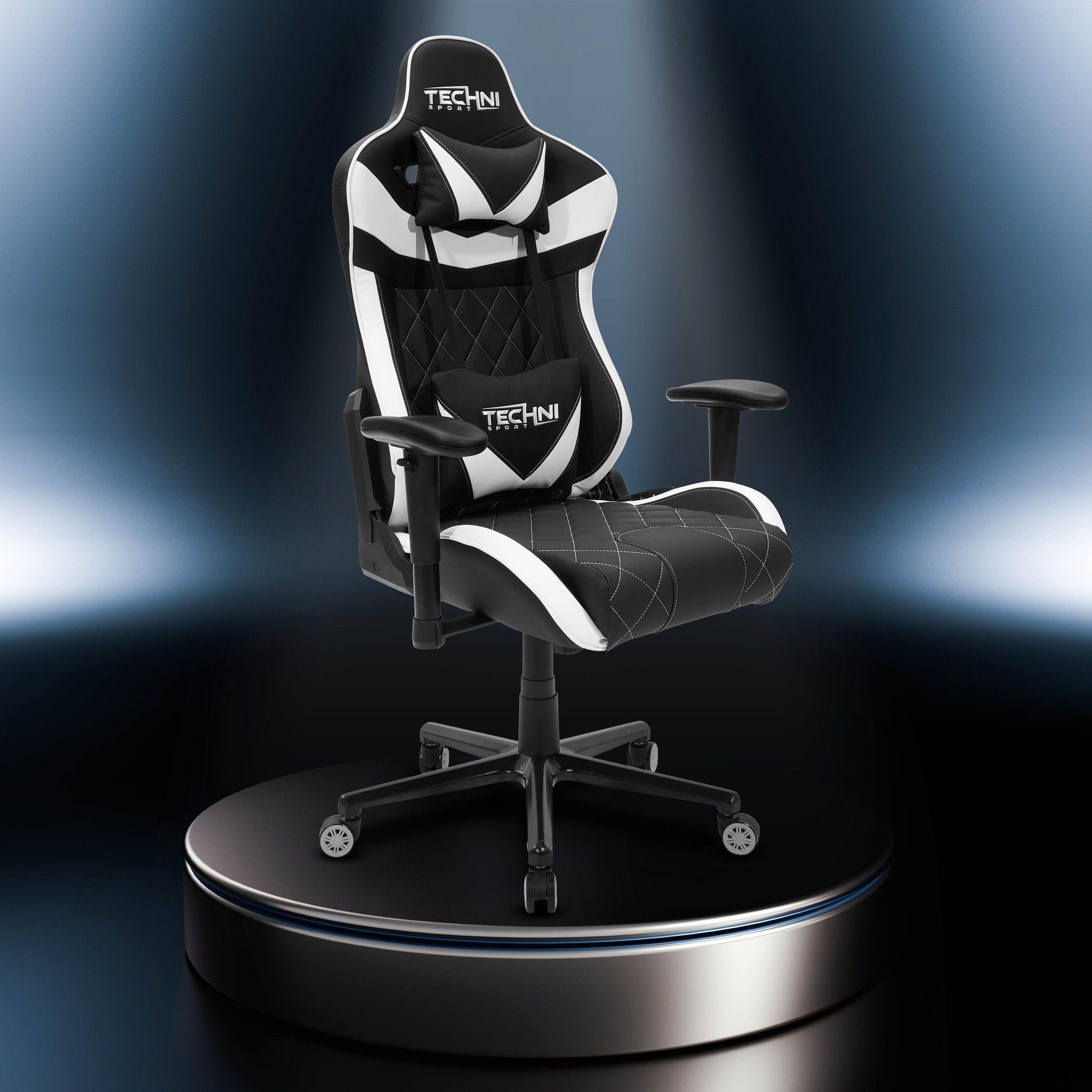 Techni Sport TSXL1 Heavy Duty Deluxe Black & White Gaming Chair ...